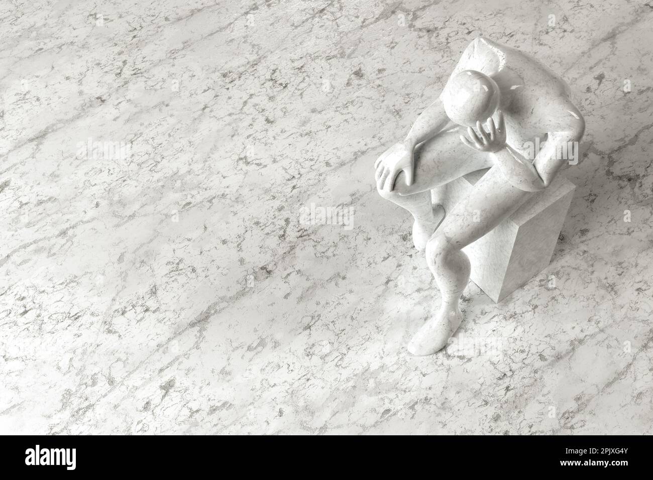 3d illustration of a marble thinker man Stock Photo - Alamy
