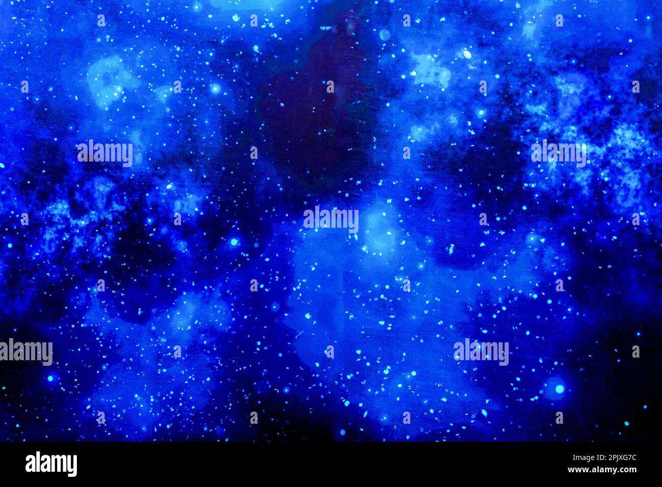 Blue cosmic abstract background with light spots of nebulae and white ...