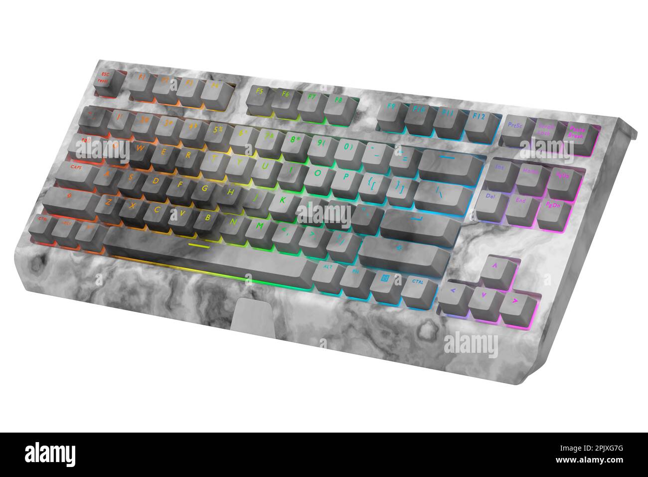 Realistic Computer Keyboard With Black Marble Texture Isolated On White