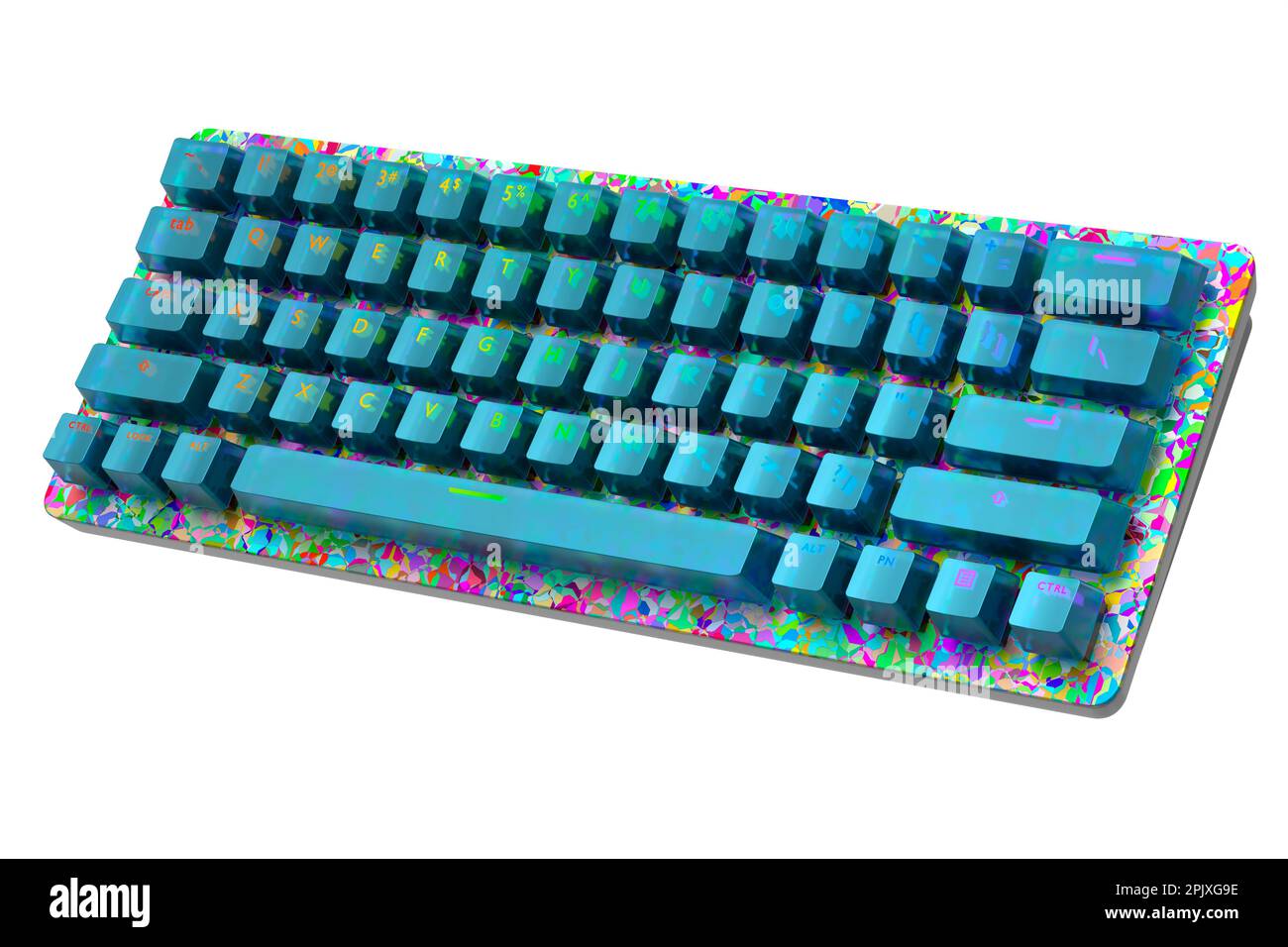 Realistic Computer Keyboard With Seamless Wavy Pattern Isolated On White Background 3d Render