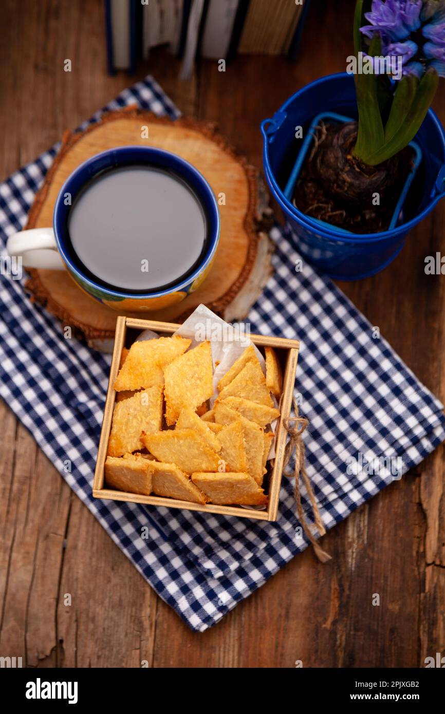 Homemade cookies with coconut. Rhombus shaped cookie. Sweet food ...
