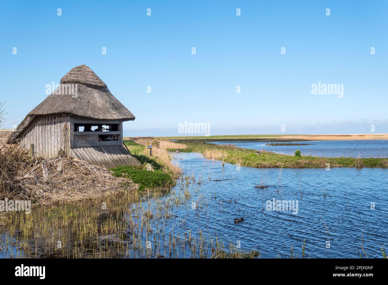 Dauke's Hide overlooking Pat's Pool at Cley Marshes nature reserve of ...