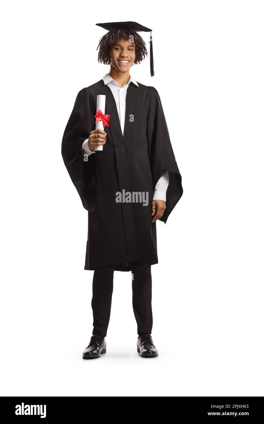 Full length portrait of a male african american student wearing a ...