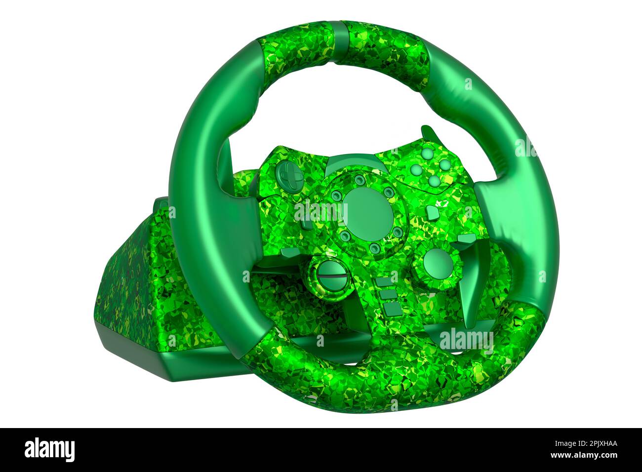Realistic leather steering wheel with mosaic seamless pattern on white ...