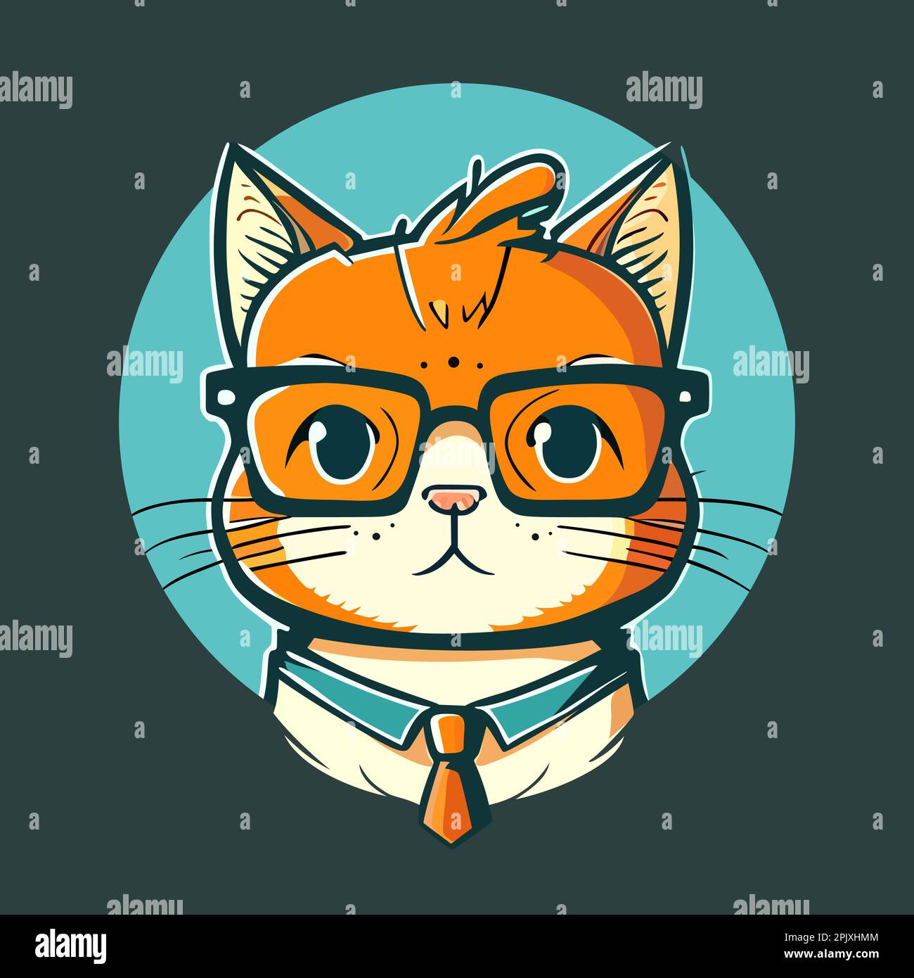 Cat head logo design. Abstract drawing of a cute cat head. Smart cat in ...