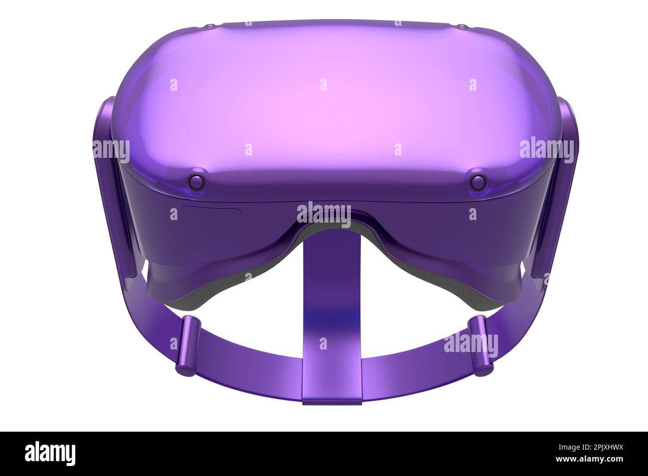 Realistic virtual reality glasses with violet chrome texture isolated ...