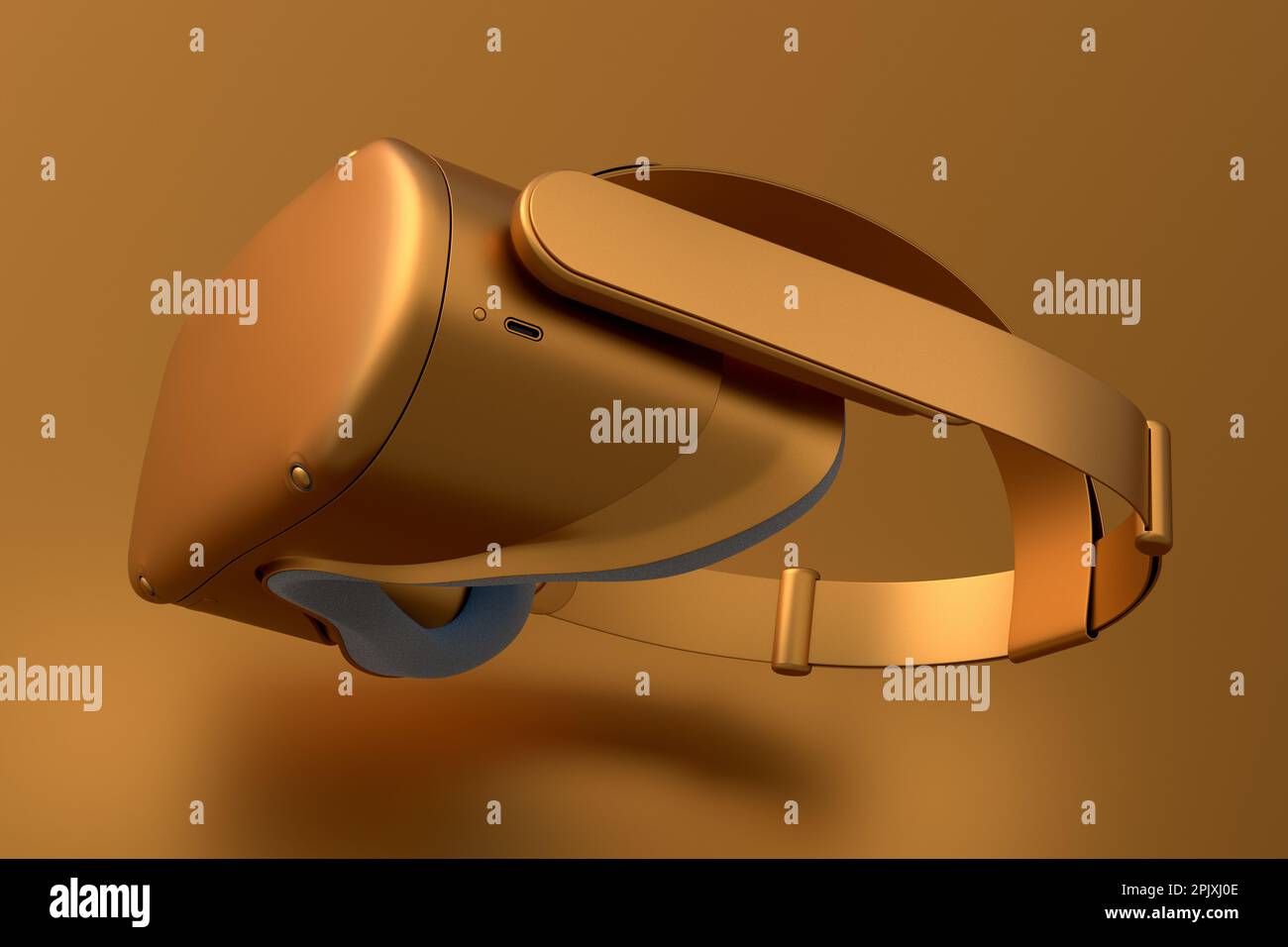 Realistic virtual reality glasses with gold chrome texture isolated on ...