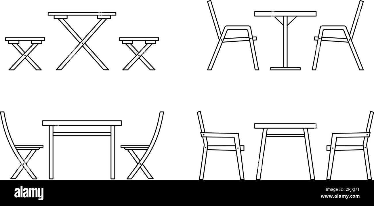Set of outdoor tables and chairs for terrace, street cafe, vector illustration Stock Vector ...