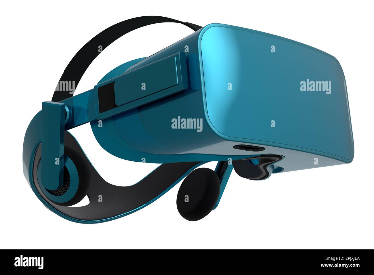 Realistic virtual reality glasses with blue chrome texture isolated on ...