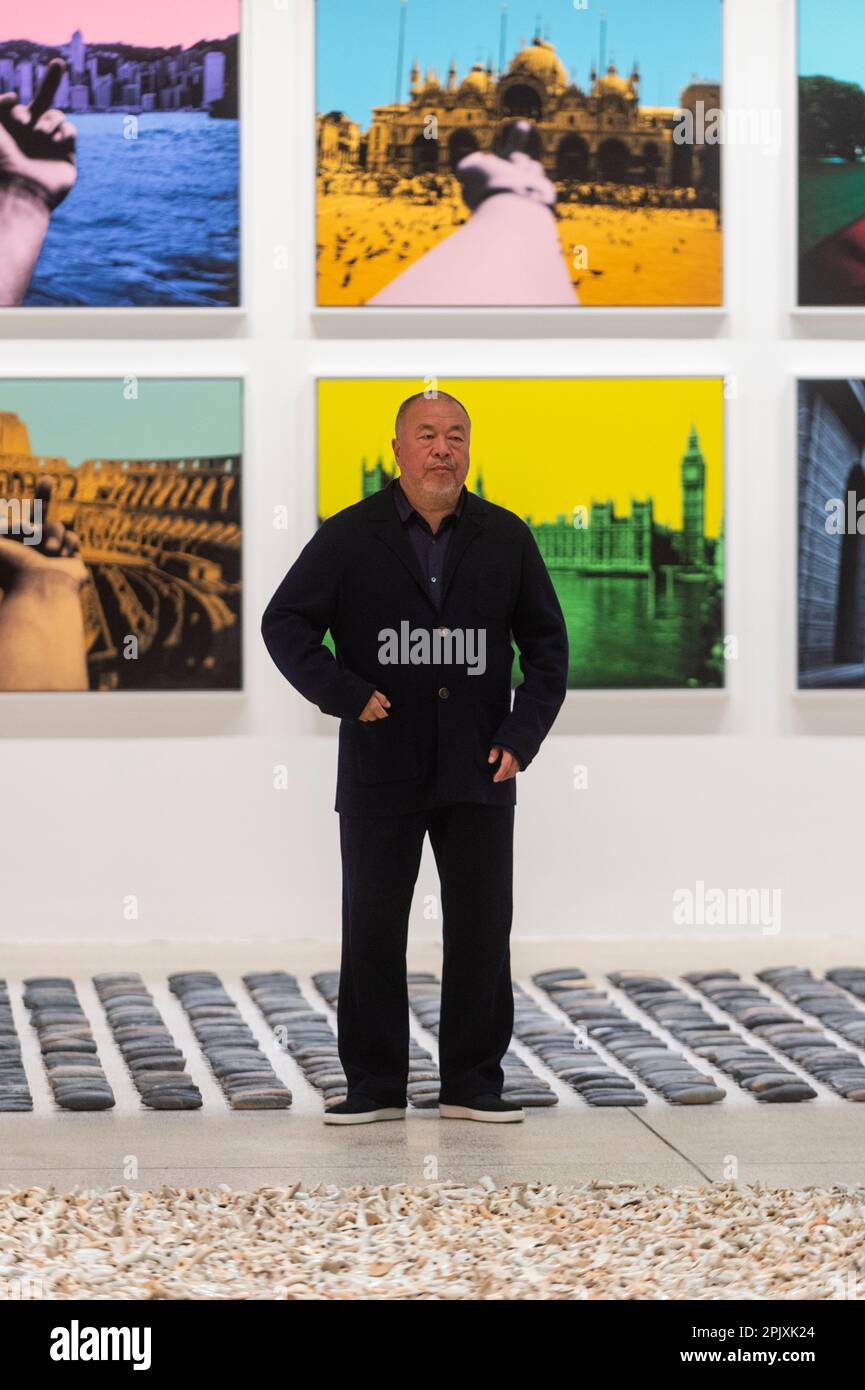 London, UK. 4 April 2023. Ai Weiwei in front of (Wall) 'Study of ...