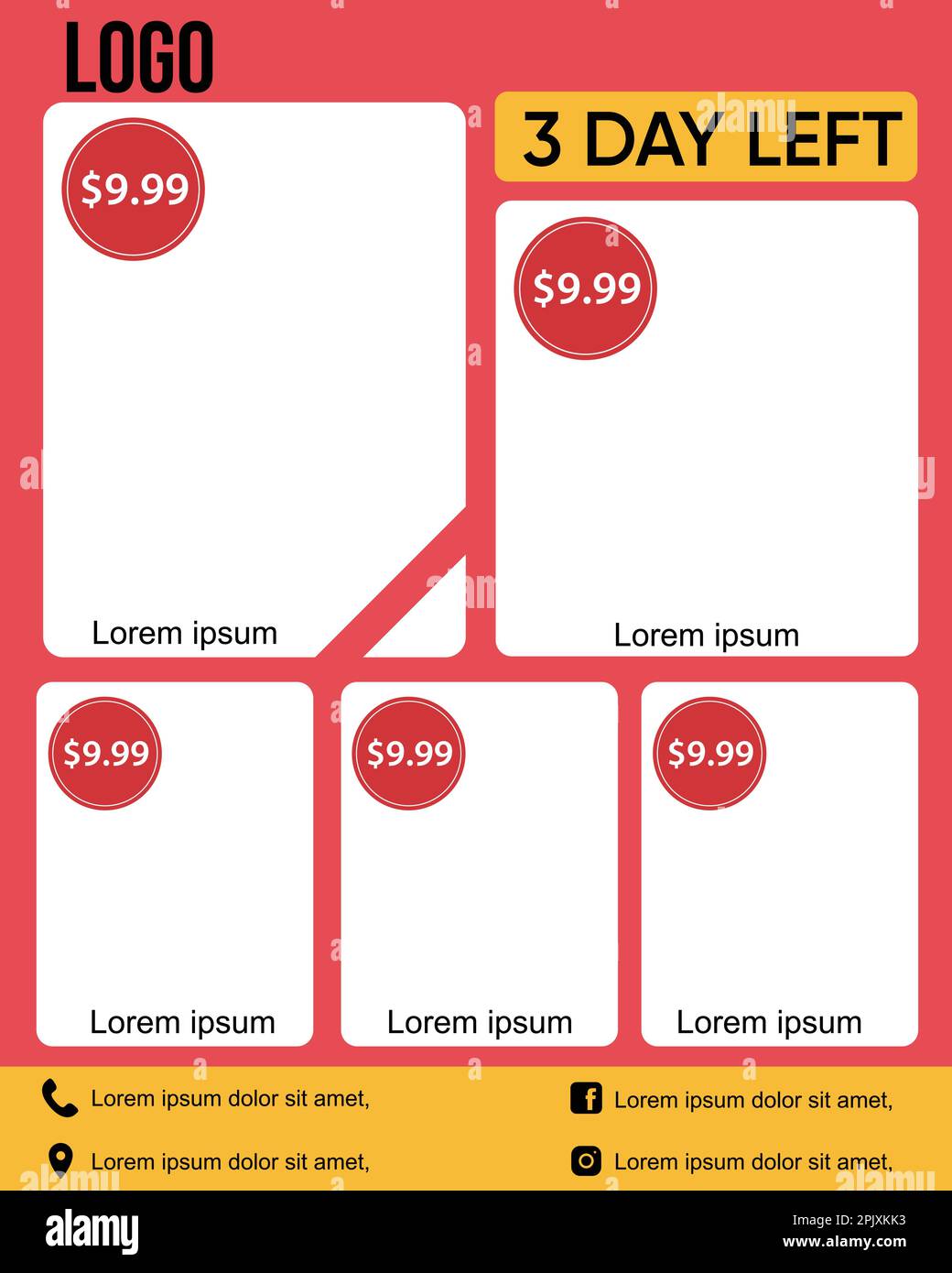 supermarket flyer design template. grocery store poster red color 3 day ...