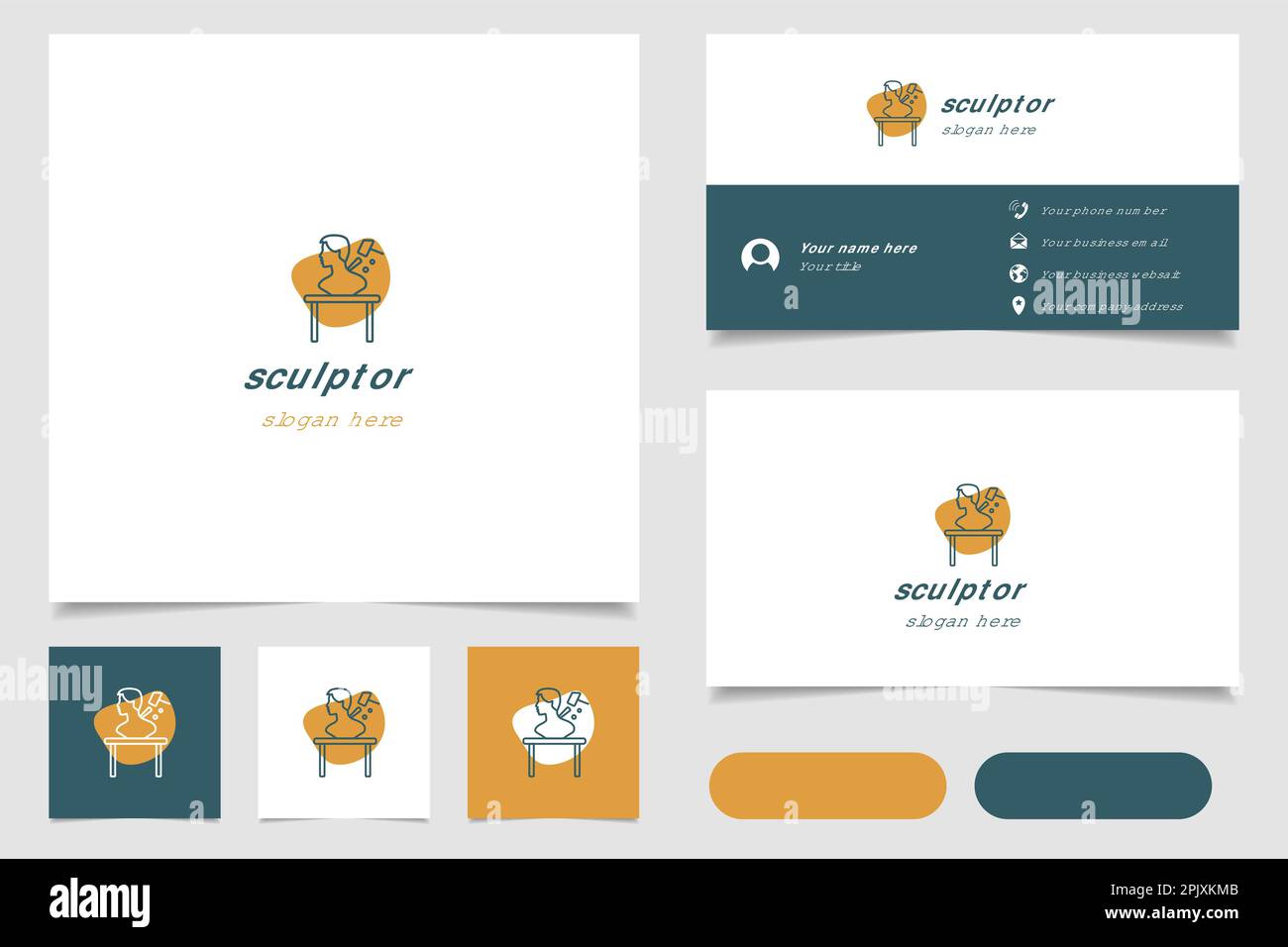 Sculptor logo design with editable slogan. Branding book and business ...