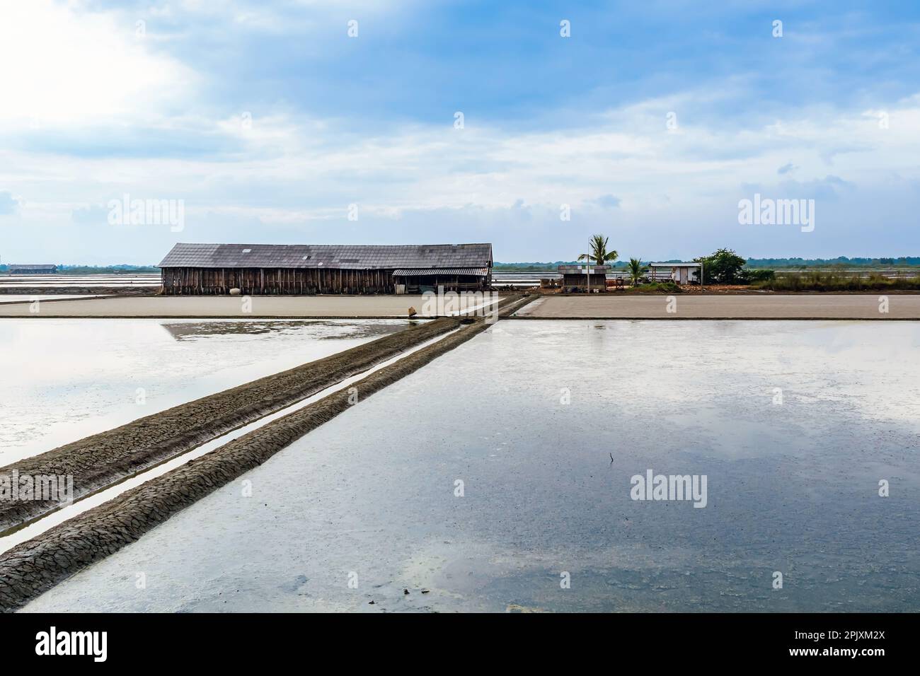 Salt storage granaries, sea salt storage in salt farms. Granary for ...