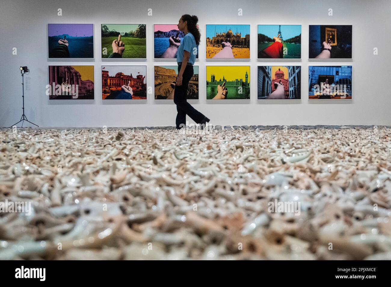 London, UK. 4 April 2023. (Wall) 'Study of Perspective', 2022, and ...