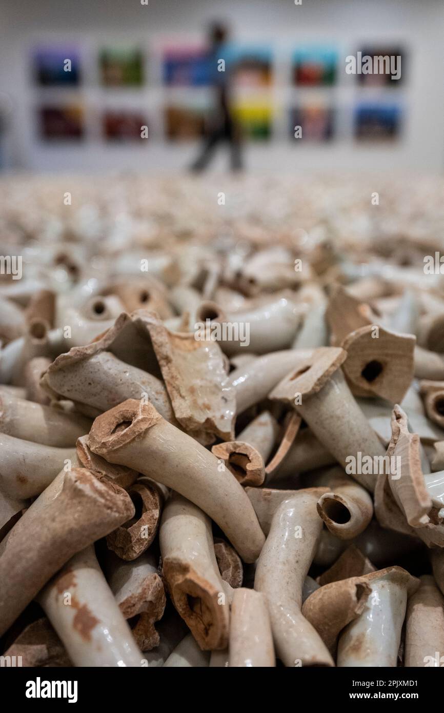 London, UK. 4 April 2023. (Wall) 'Study of Perspective', 2022, and ...