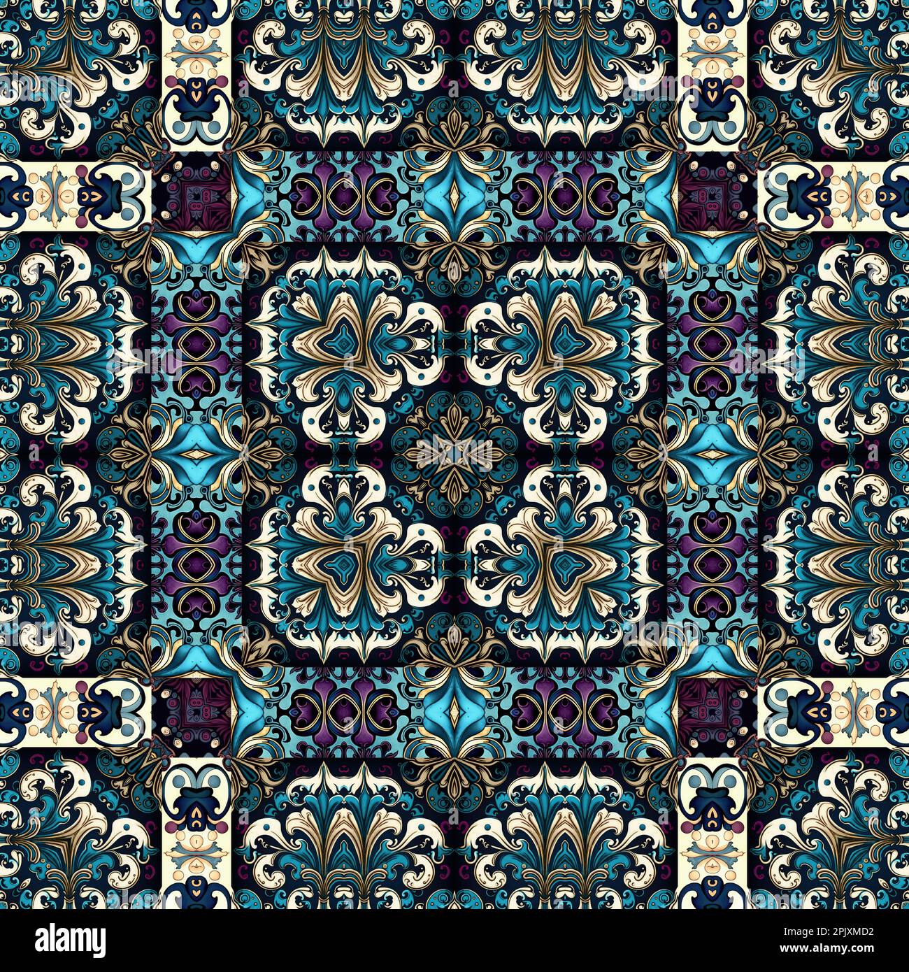 Ornamental victorian seamless wallpaper in roccoco style. Repeat tile ...