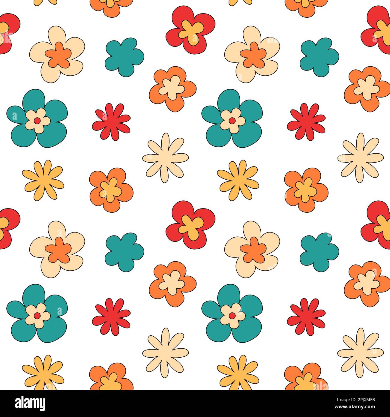 Groovy floral seamless vector pattern Stock Vector Image & Art - Alamy