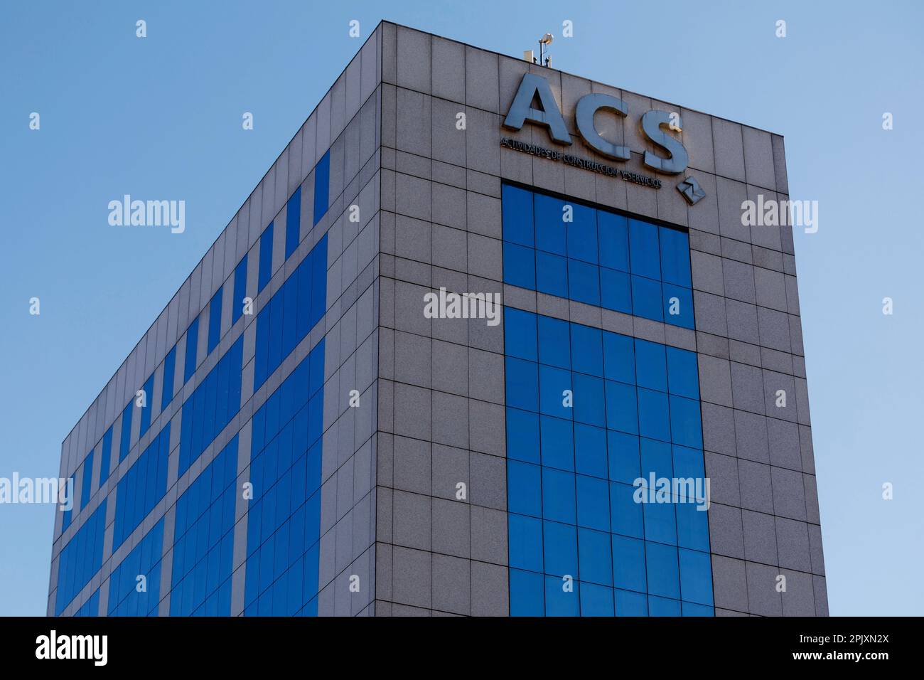 Facade of ACS headquarters, on April 4, 2023, in Madrid (Spain). ACS ...
