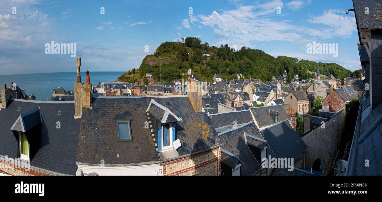 View over the rooftops of Yport, panorama Stock Photo - Alamy