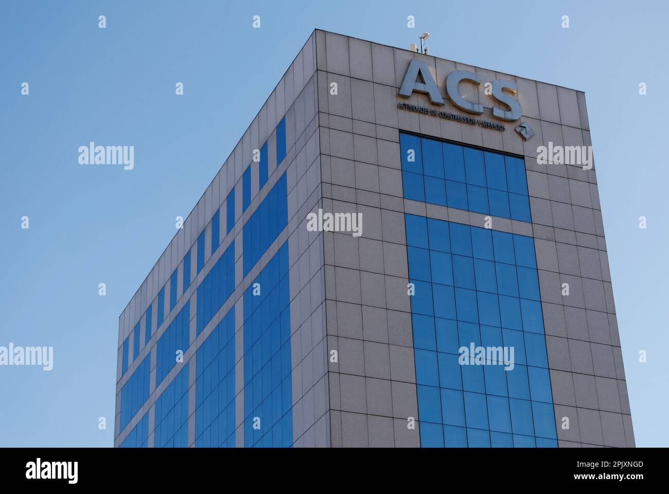 Facade of ACS headquarters, on April 4, 2023, in Madrid (Spain). ACS ...