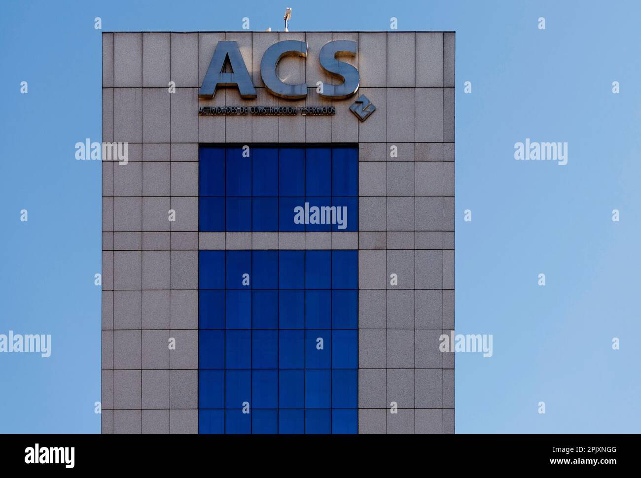 Facade of ACS headquarters, on April 4, 2023, in Madrid (Spain). ACS ...
