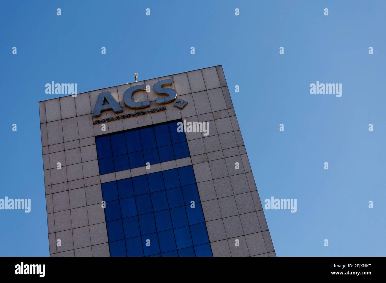 Facade of ACS headquarters, on April 4, 2023, in Madrid (Spain). ACS ...