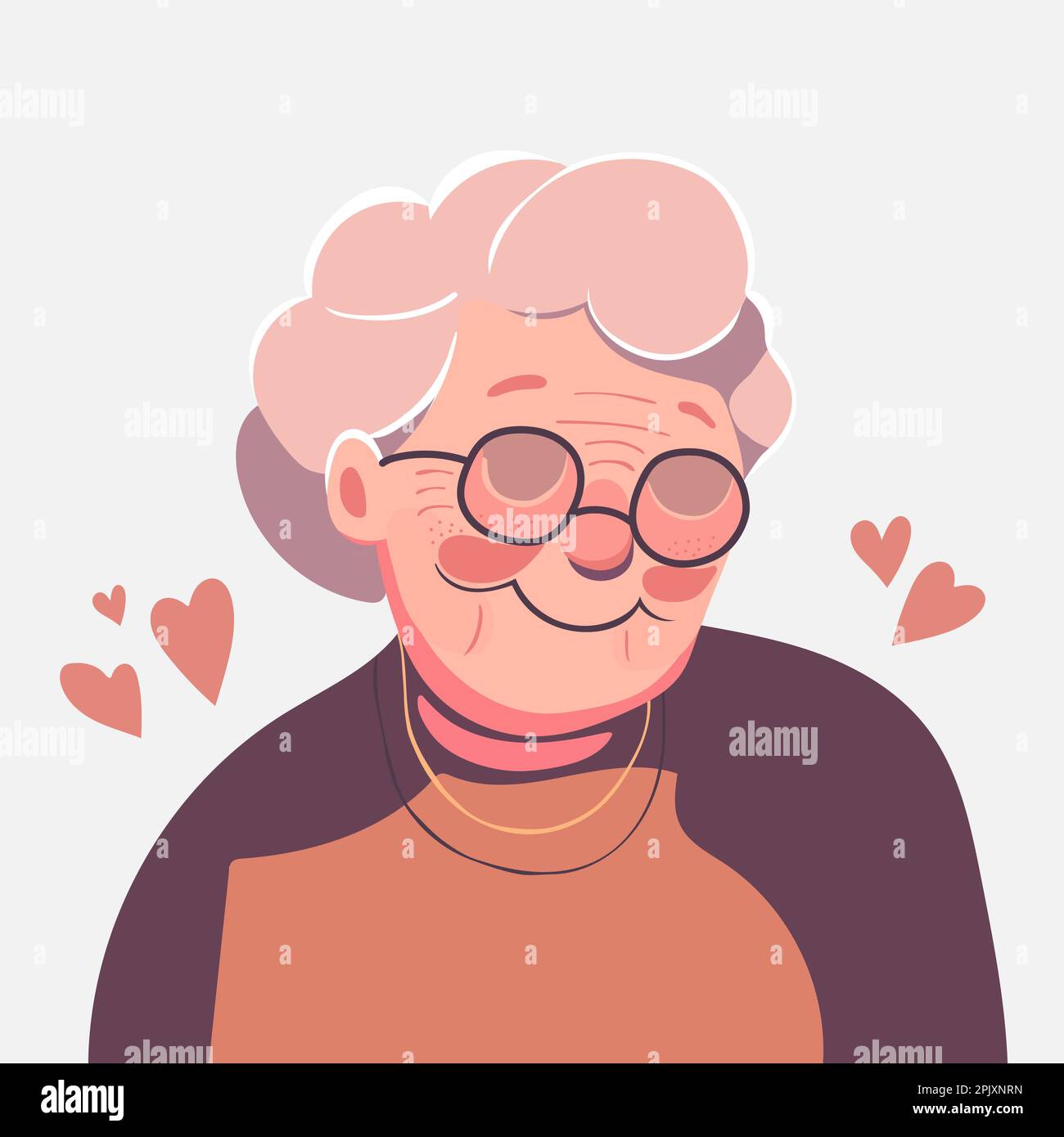 Cute grandmother in cartoon style isolated on gray background. Vector ...