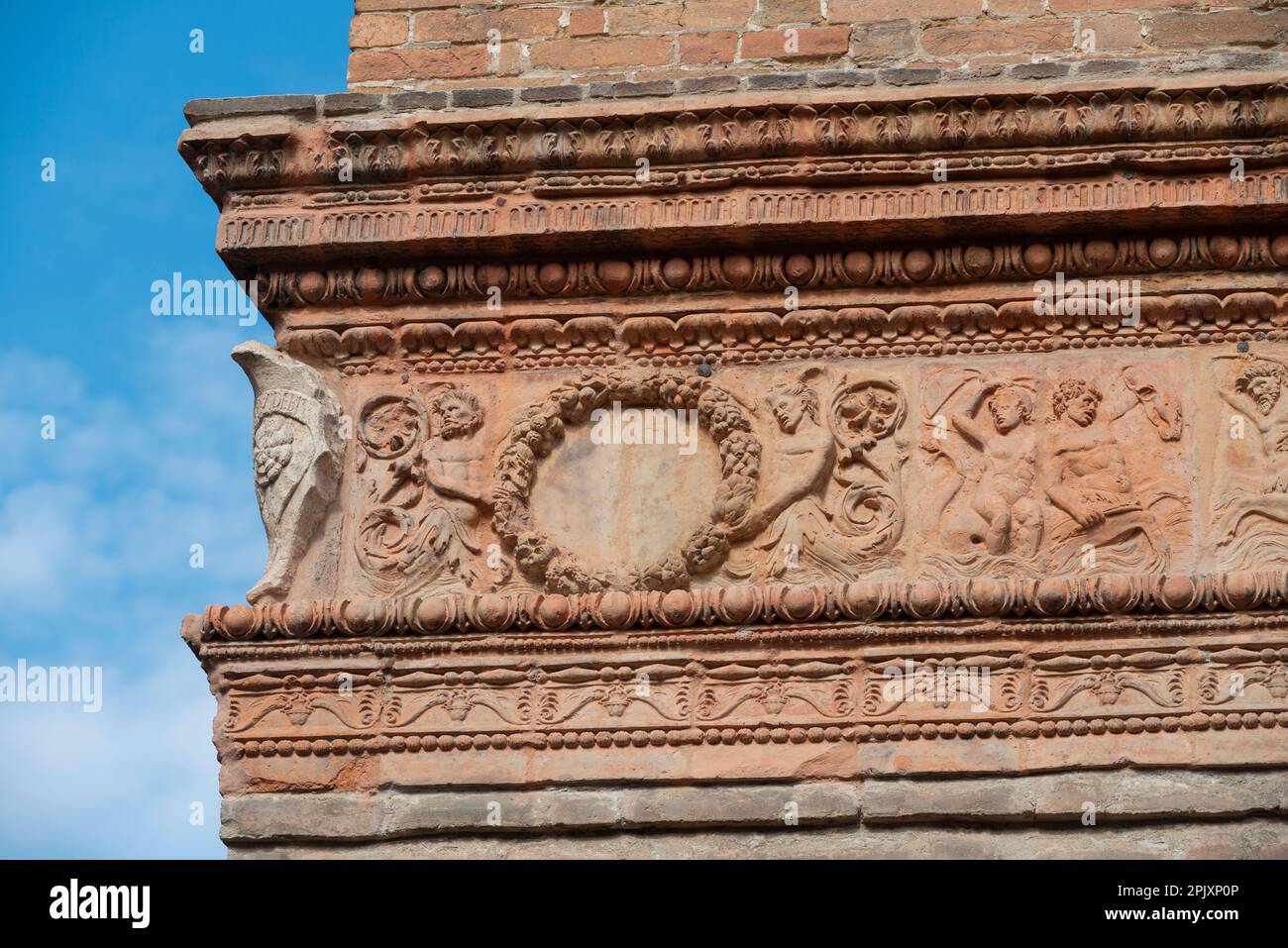 Italy, Lombardy, Lodi, Decoration Facade of Palazzo Mozzanica or ...