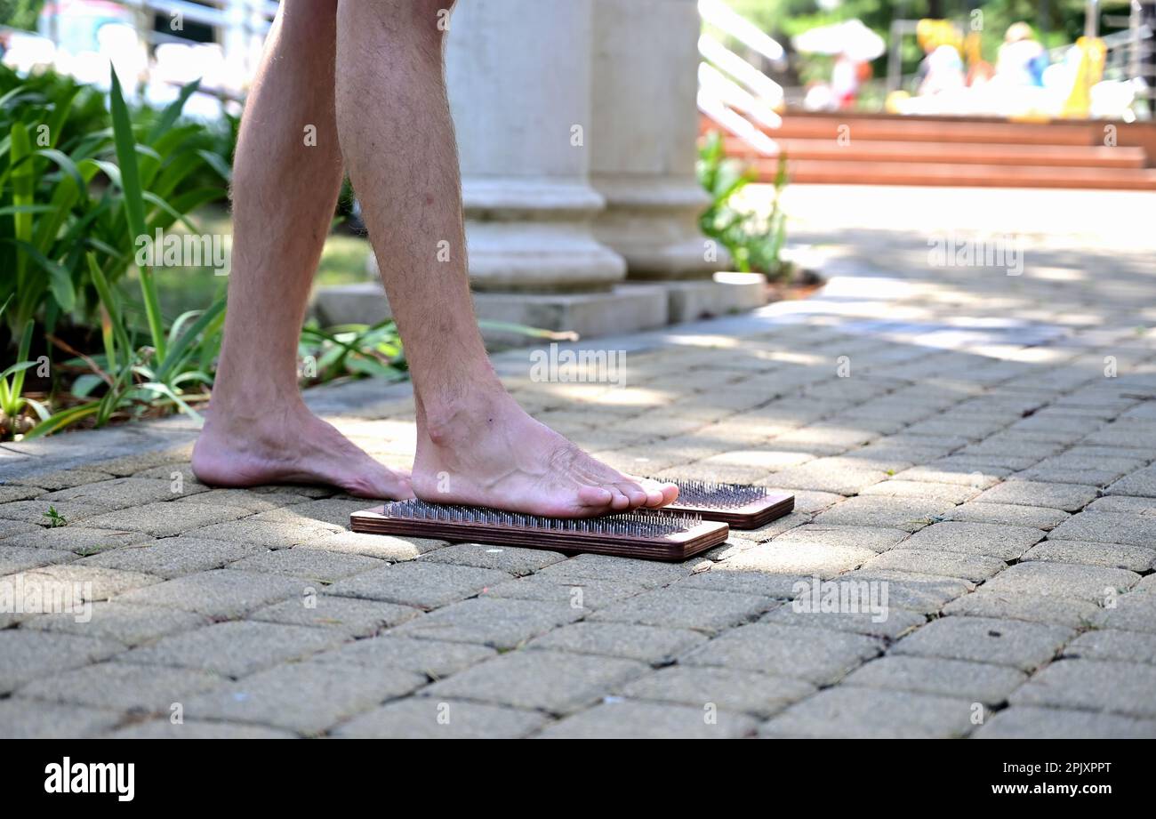 Alternative medicine and Mindfulness practice, needle standing ...