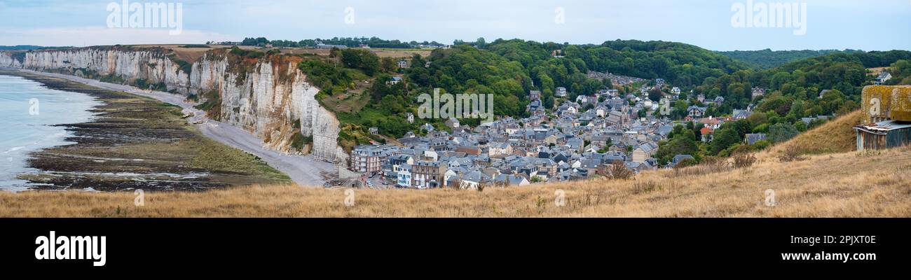 Panorama of Yport, view from the Falaise d'Aval to the village and the ...
