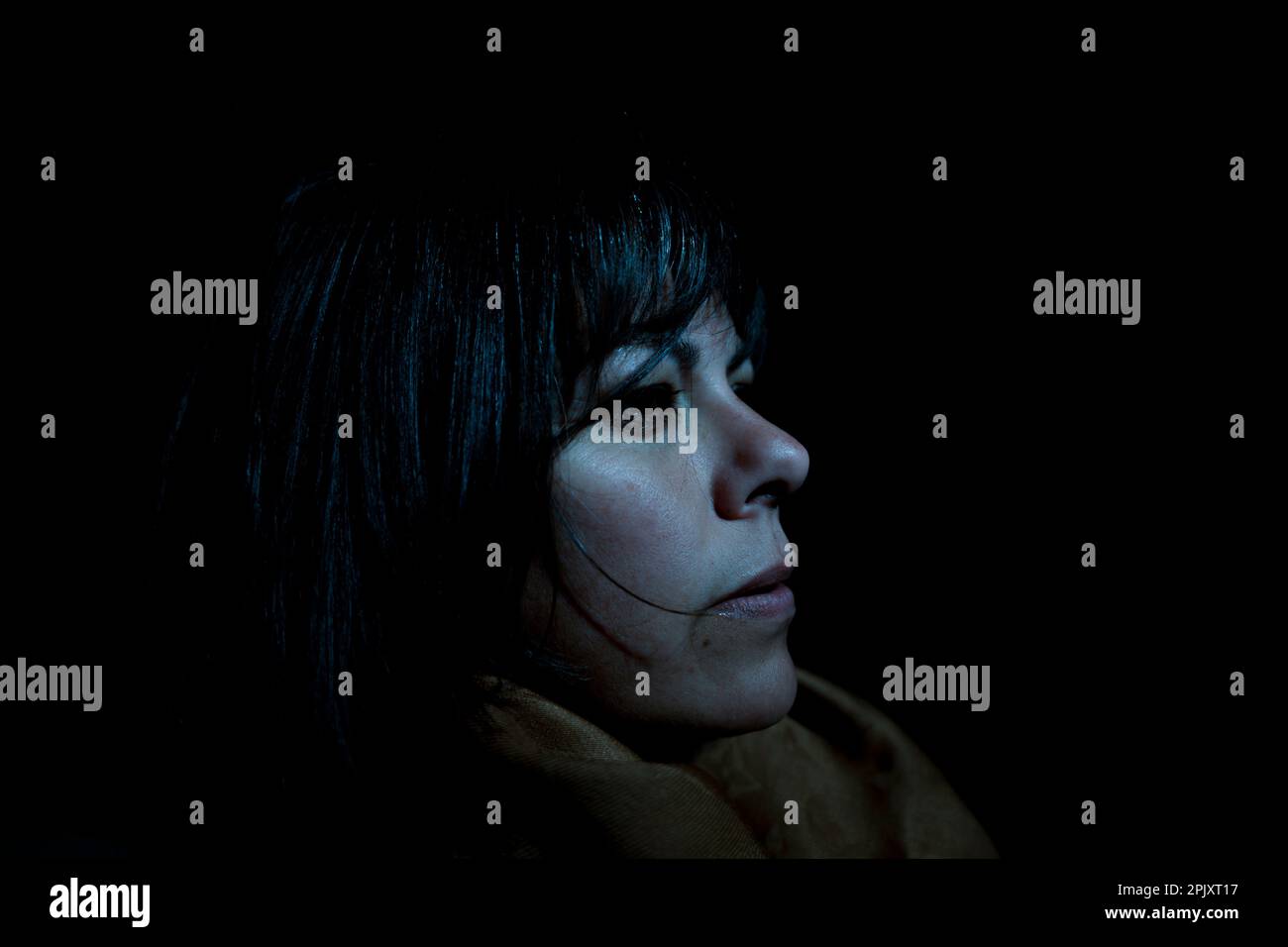 Headshot on Cold Woman Face with a Scarf in Switzerland Stock Photo - Alamy