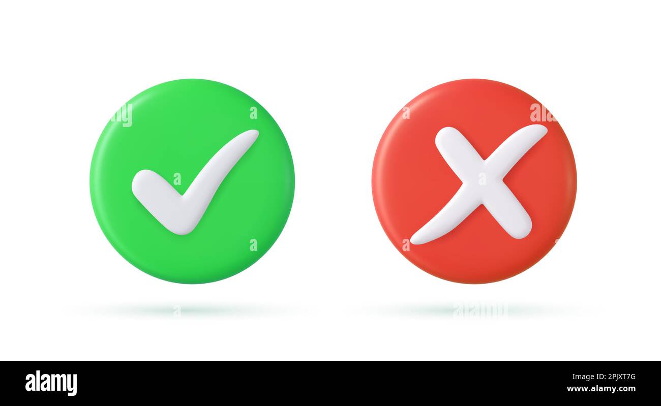 Green tick check mark and cross mark symbols Stock Vector Image & Art - Alamy