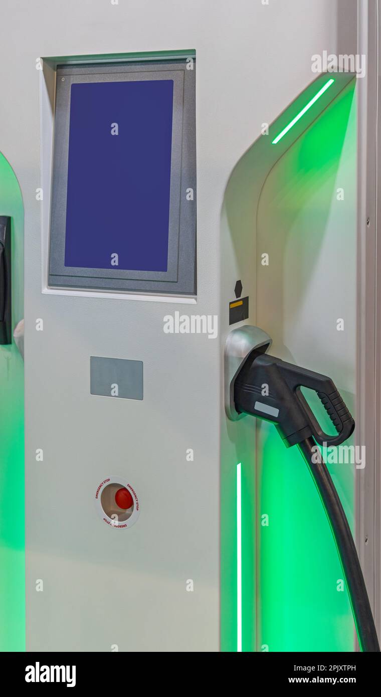 Fast EV Car Charger DC Power Plug Big Touch Screen Display Stock Photo ...