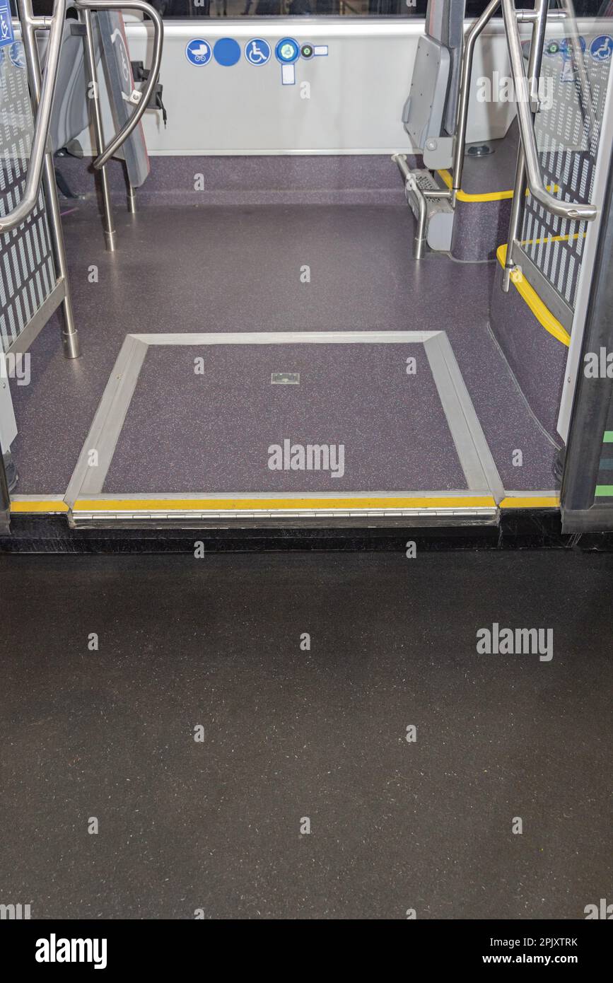 Wheelchair Loading Ramp Access at Low Floor City Bus Public Transport ...