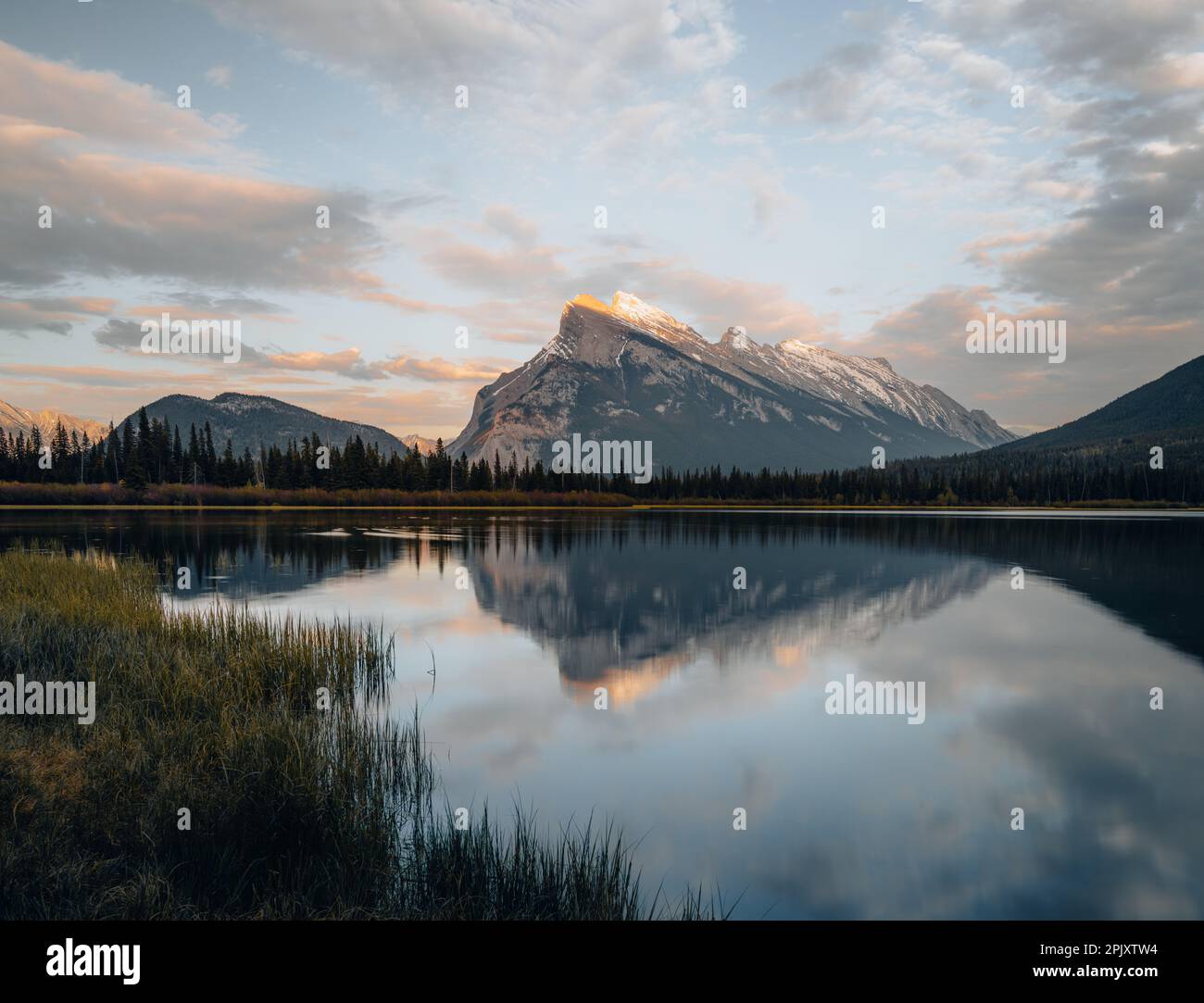 Canadian landscape of mount rundle and vermillion lakes located in ...