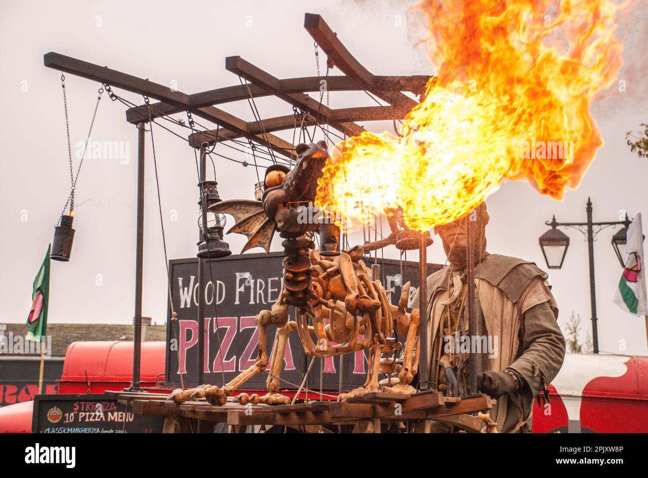 Flames belch from the mouth of a fire-breathing dragon at The Skipton ...
