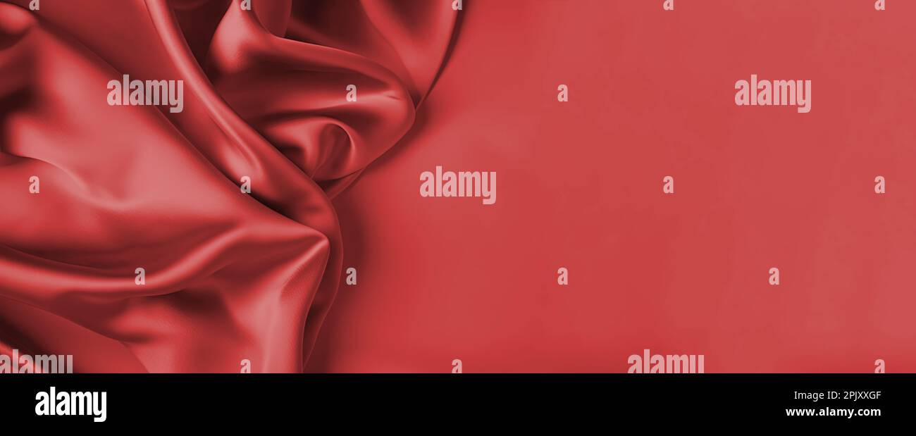 Smooth elegant fiery red silk. Colour trend of summer 23 Stock Photo ...