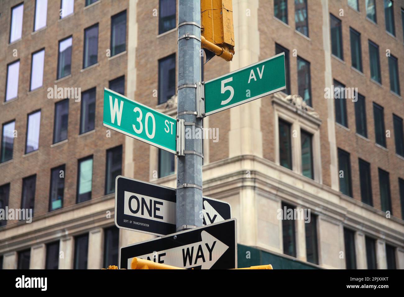 Green West 30th Street and 5th Avenue Fashion traditional sign in ...