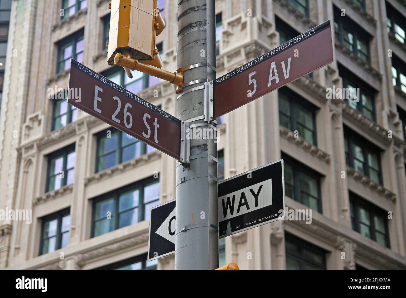 Brown East 26th Street and 5th Avenue Fashion historic sign in Midtown ...