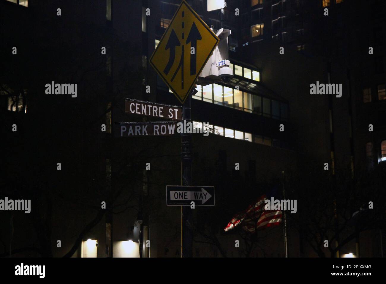 Brown Centre Street and Park Row historic sign in Midtown Manhattan in ...
