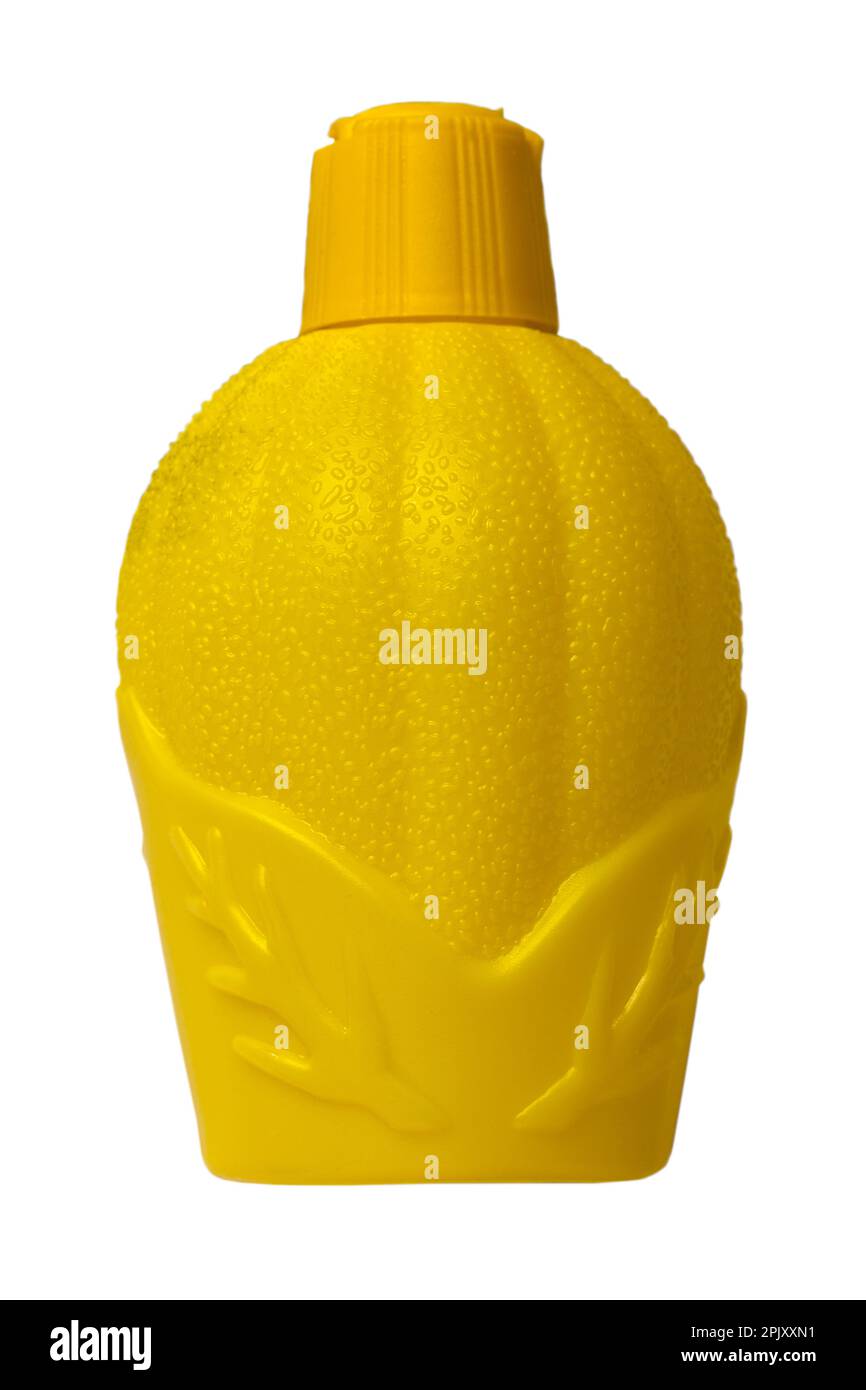 Liotti lemon juice in lemon shaped container isolated on white ...