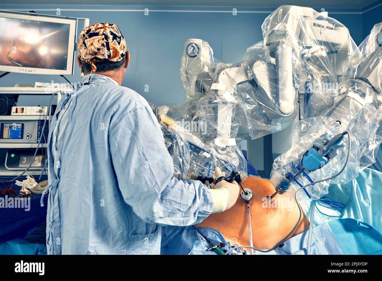 Surgical System With Minimally Invasive Robot In A Hospital Robotic