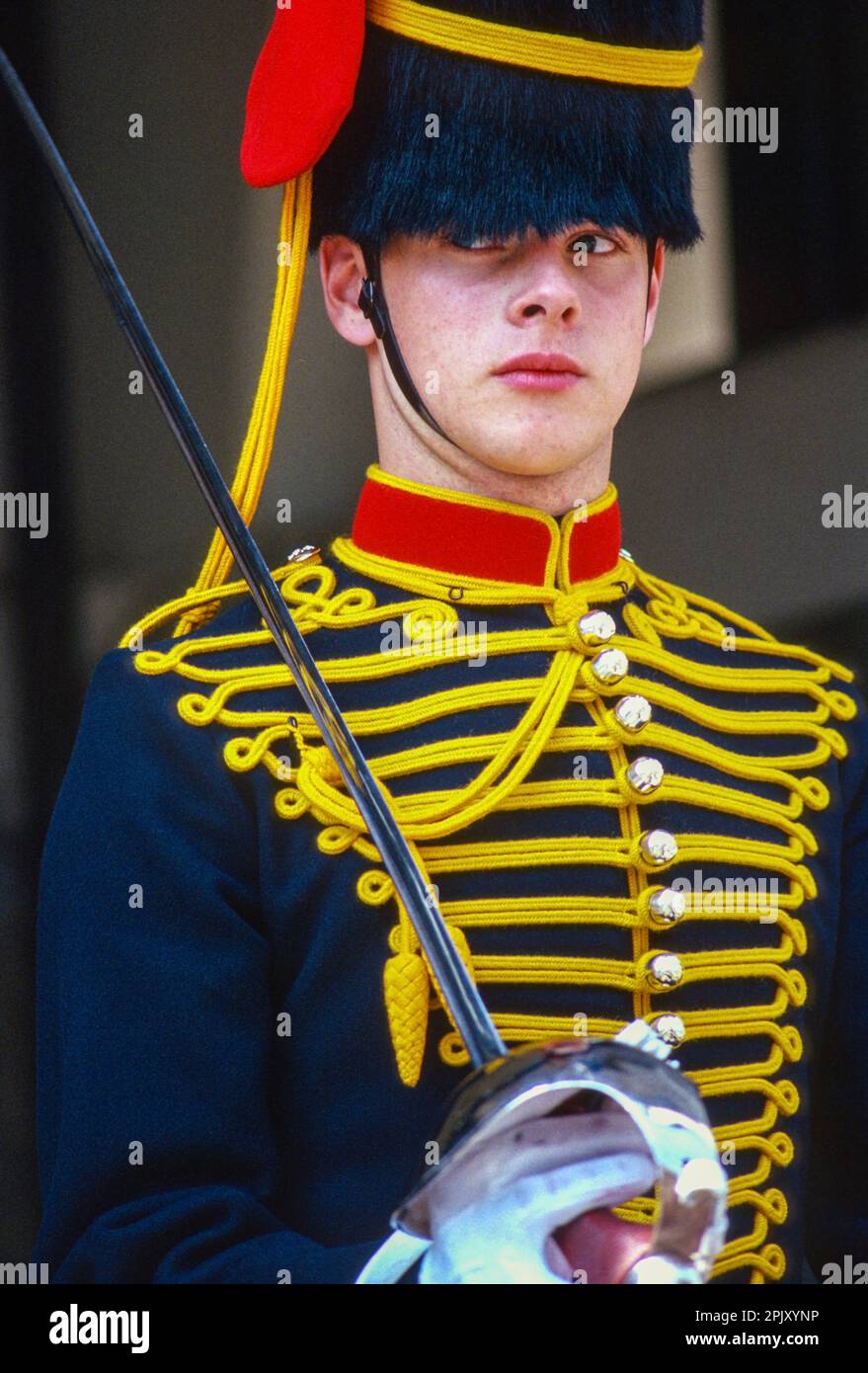 Soldier of the King's Troop, Royal Horse Artillery. Whitehall. City of ...