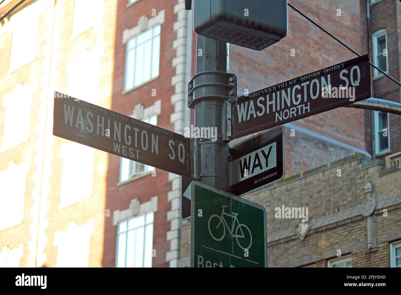 Brown Washington Square North and Washington Square West historic sign ...
