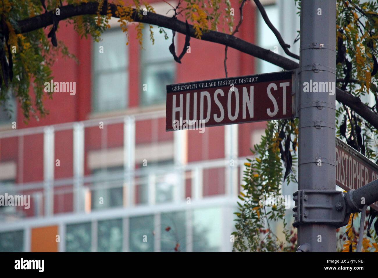 Hudson Street historic sign in Midtown Manhattan in New York City Stock ...