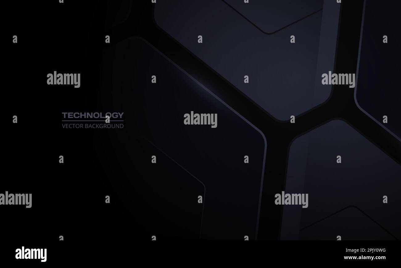 Abstract modern technology black background with geometric 3D shapes ...