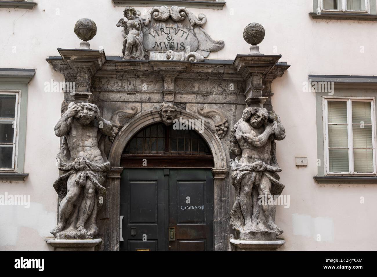 Slovenia, Ljubljana, Portal of Ljubljana Theological Seminary Palace ...