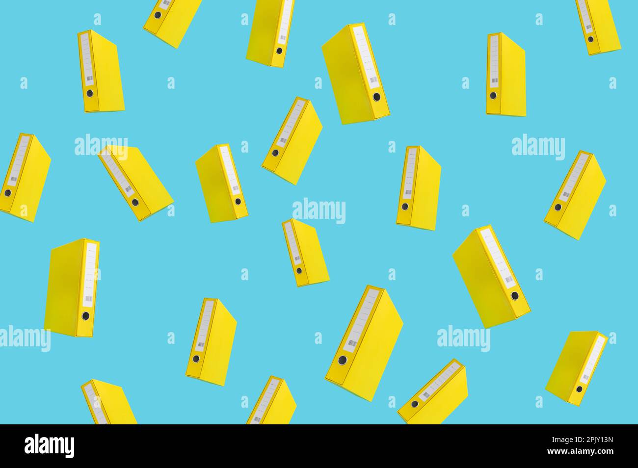 Yellow binders floating in the sky, online data cloud concept Stock ...