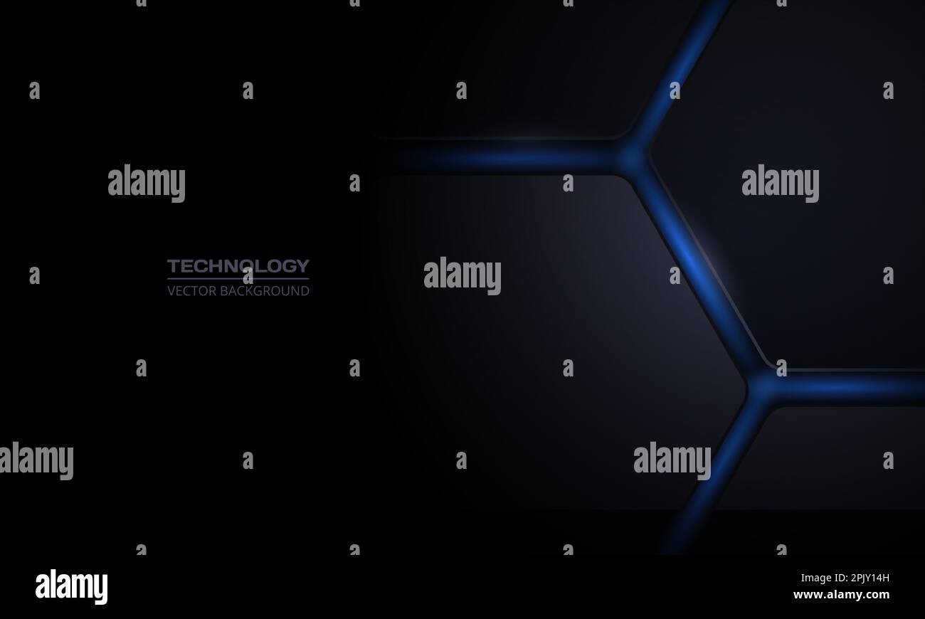 Black 3D vector hexagonal technology abstract background. Abstract modern technology futuristic ...