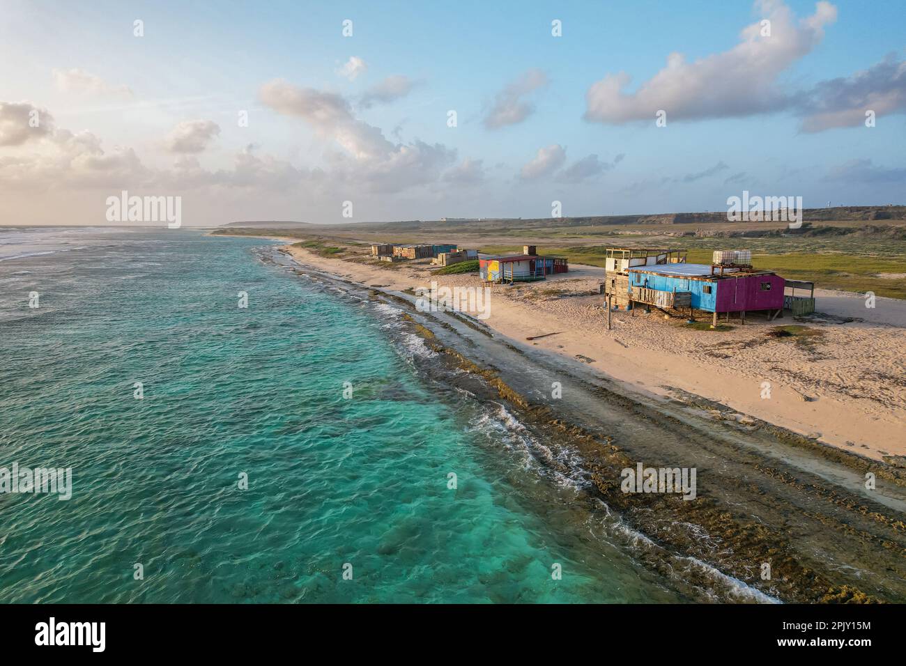 A wide angle view of the abandoned cabins and shacks in the ghost ...